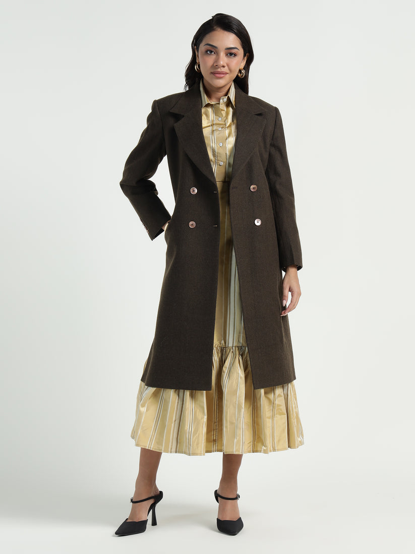 Ladakh Wool Long Coat Olive Green – Looms of Ladakh
